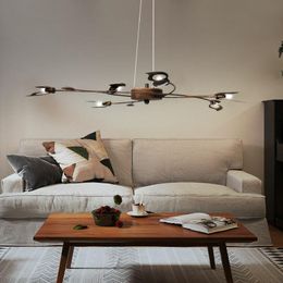 etc-shop Blätter Design Decken Pendel Lampe Wohn Zimmer Hänge Leuchte rost im Set inkl. led Leuchtmittel