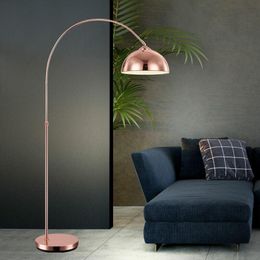 etc-shop Led Bogen Steh Lampe Stand Leuchte Kupfer-Farbe Beleuchtung Fußtrittschalter Höhenverstellbar Wohn- Schlaf- Ess- Zimmer