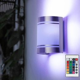etc-shop Wandlampe dimmbar mit Fernbedienung Fassadenleuchte Außenwandleuchte Edelstahl led Gartenlampe silber, rgb Farbwechsel, Glas satiniert, 4,8W 470lm