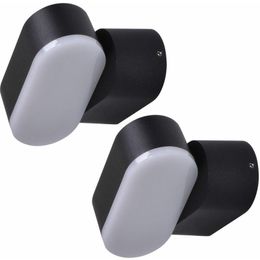 etc-shop - 2er Set led Außen Wand Leuchten alu Terrassen Strahler Balkon Lampen verstellbar