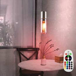 etc-shop Decken Pendel Leuchte dimmbar Wohn Zimmer Glas Lampe fernbedienung im Set inkl. rgb led Leuchtmittel