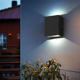 etc-shop - Wandleuchte Up Down Außenleuchte indirektes Licht Hauswandlampe schwarz, Metall, 1x led 2W 380Lm warmweiß, AxBxH 4,2x7x8,8 cm