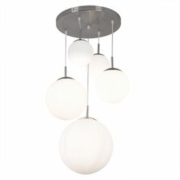 etc-shop - Decken Pendel Leuchte 5 Glas Kugeln Chrom Design Hänge Lampe Wohn Ess Schlaf Zimmer Beleuchtung im Set inklusive led Leuchtmittel