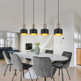 etc-shop - Design Decken Pendel Lampe schwarz gold Wohn Ess Zimmer Beleuchtung Hänge Leuchte
