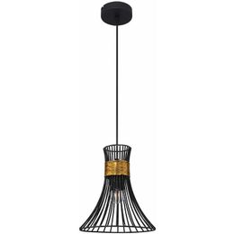 etc-shop - Design Decken Pendel Hänge Lampe Leuchte Metall-Stäbe Gold-Schwarz Kegel-Förmig