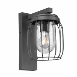 etc-shop Lampe für Außen Wandlampe Outdoor Vintage Außenleuchte IP44, Hauswandleuchte Gitteroptik schwarz Industriell, anthrazit Glas klar, 1x E27 Fassung,
