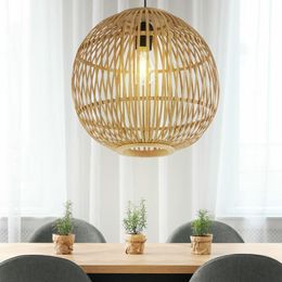 etc-shop Design Pendel Hänge Lampe Ess Zimmer Bambus Kugel Geflecht Decken Leuchte