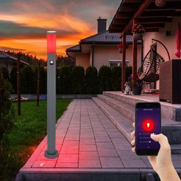 etc-shop - Außen Steh Leuchte App Sprach Steuerung Bewegungsmelder Garten Sockel Edelstahl Lampe dimmbar steuerbar über Handy