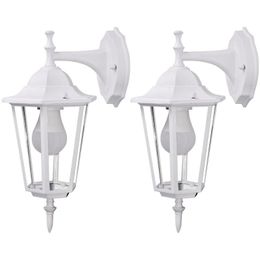 etc-shop - 2er Set Außen Bereich Wand Lampe Terrassen Garten Laterne alu Glas Leuchte IP44