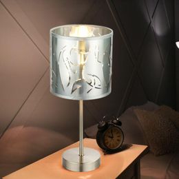 etc-shop - Design Tisch Leuchte Schlaf Gäste Zimmer Stanzung Lese Nacht Licht Lampe silber
