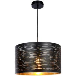etc-shop - Hängeleuchte Pendelleuchte Wohnzimmerlampe Hängelampe rund Deckenleuchte Beleuchtung schwarz-gold, Metall Kunststoff, d x h 38x120 cm