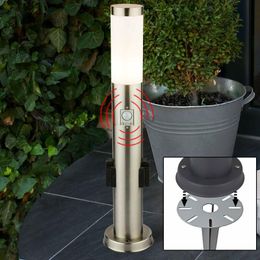 etc-shop - Außen Steh Leuchte Steckdosen Strahler Garten Weg Bewegungsmelder Erdspieß Steck Lampe edelstahl