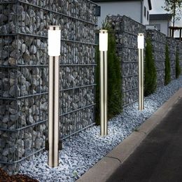 etc-shop - 3er Set Außen led Steh Lampen Terrassen Edelstahl Park Leuchten Strom Verteiler