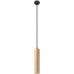 etc-shop Pendelleuchte schwarz Stahl Hängeleuchte natur Holz Zylinder Esszimmerlampe Wohnzimmer Hängelampe Modern,1x 5W 400lm 3000K, DxH 8x100 cm