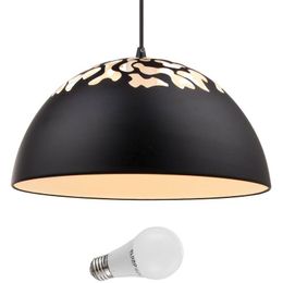 etc-shop Design Pendel Hänge Lampe Dekor Muster schwarz im Set inklusive LED-Leuchtmittel