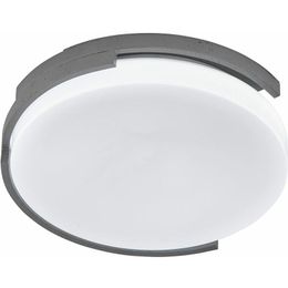 etc-shop Led Deckenleuchte Metall Weiß Grau Schlafzimmerlampe Deckenlampe Kunststoff 37 cm, rund, 1x 18W 1800lm 3000K, DxH 37 x 9 cm