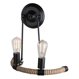 etc-shop - Design Wand Lampe schwarz Wohn Zimmer Beleuchtung Hanf Seil Flur Leuchte rustikal