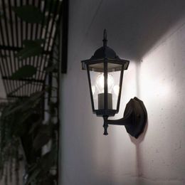 etc-shop - Außenwandleuchte Laterne antik Haustürleuchte led Gartenlampe schwarz, Aluminium Glas klar, 11W 1055lm warmweiß, BxH 17x36 cm