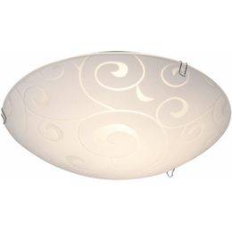 etc-shop - Deckenleuchte Deckenlampe Glas Muster Wohnzimmer Beleuchtung silber in rundem Design, satiniert opal, 1x E27, DxH 25x8,5 cm