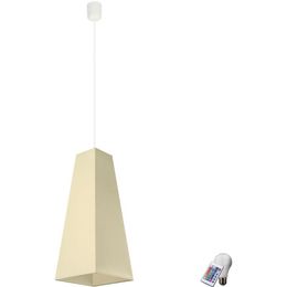 etc-shop - Pendel Decken Leuchte Ess Zimmer Textil Hänge Lampe dimmer im Set inkl. rgb led Leuchtmittel