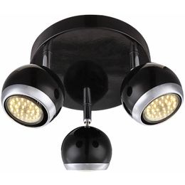 etc-shop Deckenleuchte Spots Deckenlampe Chrom schwarz Deckenstrahler 3 flammig, bewegliche Spots, 3x led 3W 250lm, DxH 18 x 13 cm