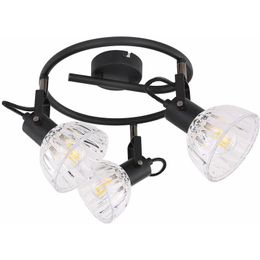 etc-shop - Deckenlampe Deckenleuchte Spotlampe Leuchte Wohnzimmerleuchte Küchenlampe, Spots beweglich 3 Flammig, Metall Glas schwarz klar, E14
