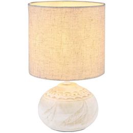 etc-shop Tischleuchte Nachttischlampe Schlafzimmerlampe Keramik Leinen Beige h 27,5 cm