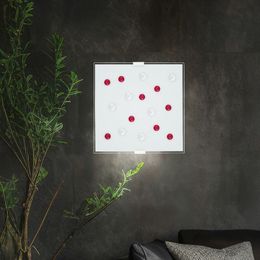 etc-shop - Wandlampe Glas Deckenleuchte satiniert Flurleuchte Wohnzimmerlampe, rote und klar Glassteine, 2x led 3W 300Lm warmweiß, LxBxH 29 x 29 x