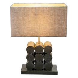 etc-shop Lese Lampe Nacht Schreib Tisch Leuchte Holz Textil eckig Schlaf Zimmer Beleuchtung -3