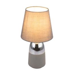 etc-shop Design Nacht Tisch Lampe grau Schlaf Wohn Zimmer Textil Touch Lese Leuchte Chrom
