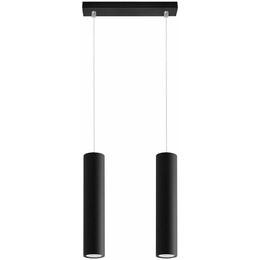 etc-shop Pendelleuchte schwarz Metall Hängeleuchte schwarz Zylinder Hängelampe schwarz Modern, aus Stahl, 2x GU10, LxBxH 30x8x100 cm