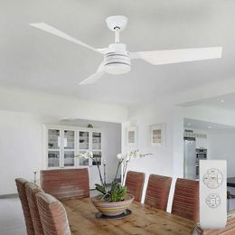 etc-shop Decken Ventilator mit Fernbedienung Wohnzimmer Lüfter, weiß, Sommer-/Wintermodus 3 Geschwindigkeiten Timer, 132 cm