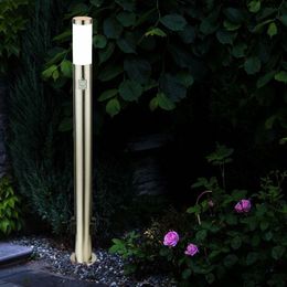 etc-shop Außen Leuchte Edelstahl Garten Weg Lampe Bewegungsensor Steckdosen im Set inklusive led Leuchtmittel