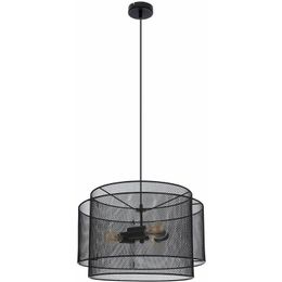 etc-shop Hängelampe Pendellampe schwarz Hängeleuchte Gitter rund Industriell Esszimmer, Metall, 3x E27 Fassungen, DxH 45x120 cm