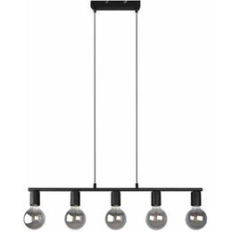 etc-shop Esstischlampe Höhenverstellbar Pendelleuchte Esstisch Wohnzimmerlampe hängend Modern, schwarz-matt, 5x E27, LxBxH 82x8x150 cm