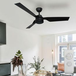 etc-shop Decken Ventilator Raumkühler mit Fernbedienung Wohnzimmer Lüfter Kühler schwarz, Sommer-/Wintermodus 3 Geschwindigkeiten Timer, d 132 cm