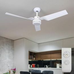 etc-shop Decken Ventilator mit Fernbedienung Wohnzimmer Lüfter, weiß, Sommer-/Wintermodus 3 Geschwindigkeiten Timer, 132 cm