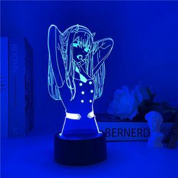 Minkurow - Zero Two Figur Anime Lampe Nachtlicht Manga led Nachtlicht Mehrfarbig Wechsel usb Batterie Tisch Lampara Kinder Kind Mädchen Schlafzimmer