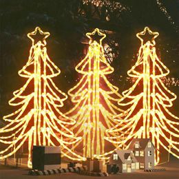LED-Weihnachtsbäume 3 Stk.,Outdoor-Lichterketten,Weihnachtsschmuck/Weihnachtsdekoration Klappbar Warmweiß 87x87x93 cm CIW64298 MAISONCHIC