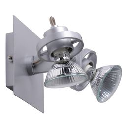 Brilliant - Wandlampe Wandleuchte Spotlampe Spotleuchte Flurlampe Wohnzimmerlampe, Spots beweglich 2 flammig, Metall silber, 2x GU10 Fassungen, BxHxT