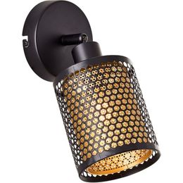 Brilliant - Lampe Cheval Wandspot schwarz gold Metall/Bambus schwarz 1x D45, E14, 28 w - schwarz