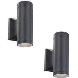 etc-shop 2er Set led 9 Watt Außen Wand Leuchte Fassaden Haus Lampe Balkon Garten Beleuchtung Glas klar