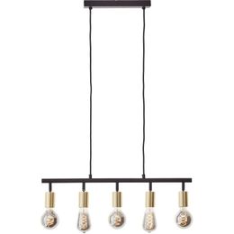 Brilliant - Lampe Tiffany Balkenpendel 5flg schwarz matt/messing gebürstet gold 5x A60, E27, 28 w - gold