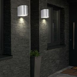 etc-shop - 2er Set led Außen Wand Lampe alu Garten Beleuchtung Fassaden Terrassen Down Strahler gebürstet