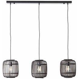 Lampe, Woodrow Pendelleuchte, 3-flammig holz dunkel/schwarz, Metall/Bambus, 3x A60, E27, 60W,Normallampen (nicht enthalten) - schwarz - Brilliant