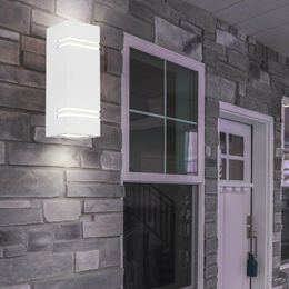 etc-shop Außen Wandleuchte weiß Wandlampe Aussen Fassadenleuchte Wand Terrassenlampe, Aluminium, 2x GU10, HxBxT 25x8,7x8,5 cm