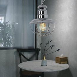 Brilliant Hängeleuchte Gitter Pendelleuchte Esszimmerlampe Industriell Hängelampe Käfig silber, Metall chrom, 1x E27 Fassung, DxH 25,5x95 cm