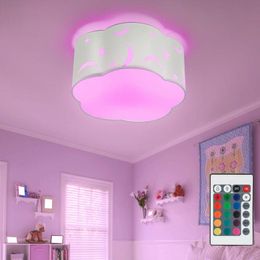 etc-shop - Deckenlampe Schlafzimmerleuchte weiß Kinderlampe Wolke, 3-flammig Fernbedienung dimmbar Memoryfunktion, Sterne Mond Textilschirm, 3x rgb