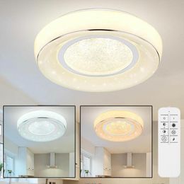 etc-shop - led Kristall Decken Leuchte Sternen-Effekt Fernbedienung Wohn Zimmer Tageslicht Lampe dimmbar