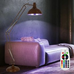 etc-shop Steh Lampe Wohn Zimmer rost Decken Fluter fernbedienung beweglich im Set inkl. rgb led Leuchtmittel